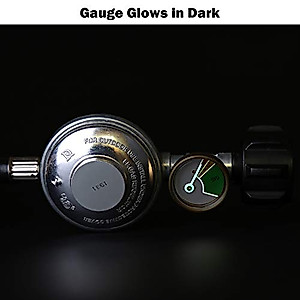 WADEO 2FT Propane Regulator Hose with Propane Tank Gauge, LP Gas Regulator for Most QCC1 Hose and Regulator for Most LP Grill, Heater and Fire Pit Table, 3/8'' Female Flare Fitting