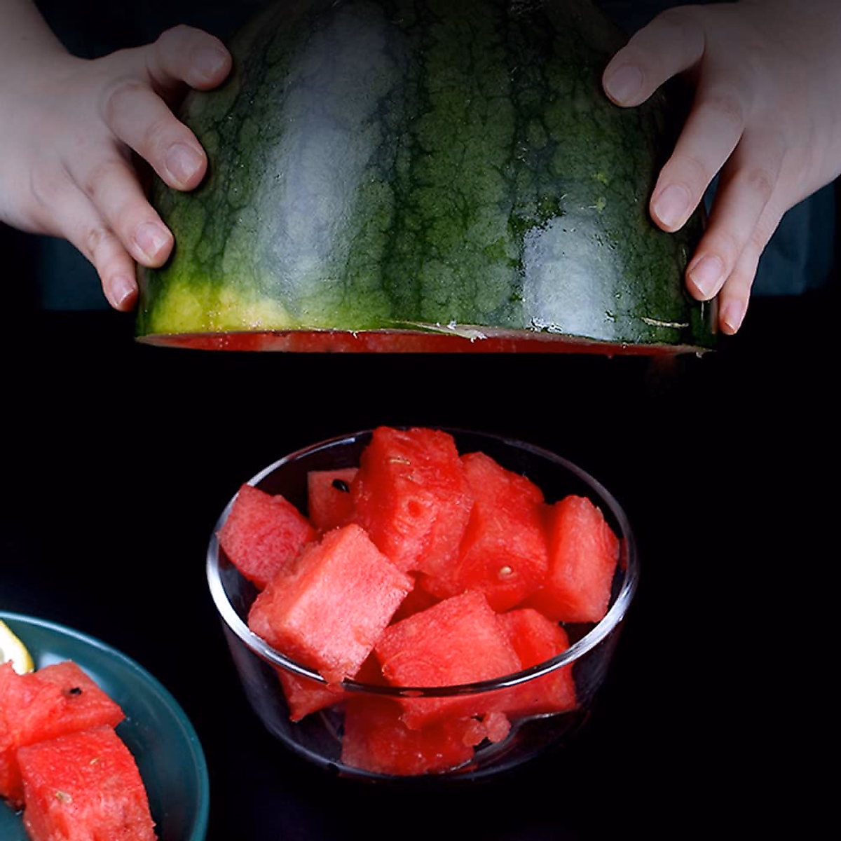 MIXCUT 2 in 1 Watermelon Slicer Fork Stainless Steel Cutter - Kids Fascinated Melon Cuber Cutting Tool - Carving and Cutting Utili Sliver