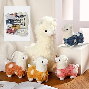 Civaner Valentine's Day Gift Llama Stuffed Animal with 4 Baby Llama Cute Alpaca Plush Set Kawaii Alpaca Soft Pillow Party Favor for Kids Girl Mardi Gras Easter Birthday Anniversary Student Home Decor