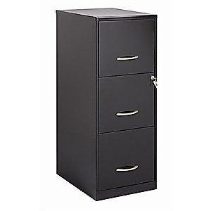 BOWERY HILL Modern 3 Drawer Metal Letter File Cabinet in Black
