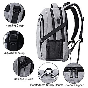 ANKUER Backpacks for Men Women, Backpack Fits Up 15.6 in Laptop Backpack for Travel, Backpacks with USB Charging Port, Work Business Backpack for Women (Grey)