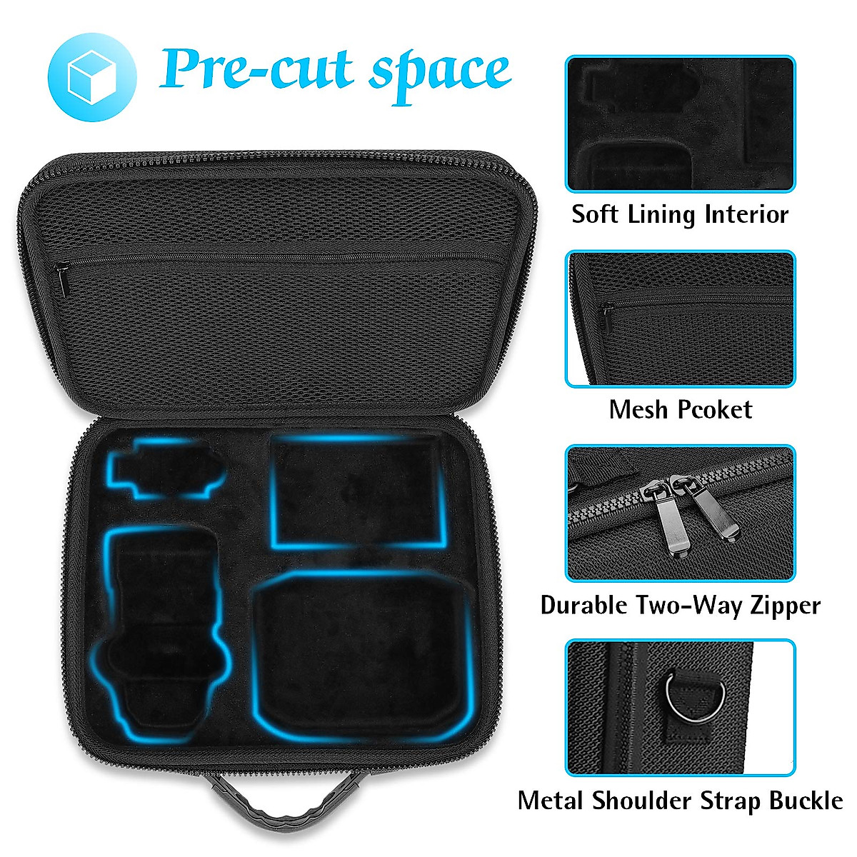 ProCase Carrying Case for DJI Mini 2 DJI Mini 2 Fly More Combo and Accessories, Hard Shockproof Storage Travel Case with Shoulder Strap