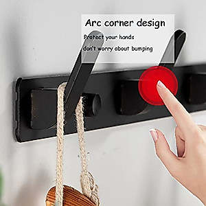 Coat Hooks Wall Mounted, Heavy Duty Coat Rack Wall Mount , Wall Hooks for Hanging Coats Hat Bags, Matte Black (4 Hooks)