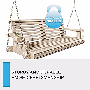 Porchgate Amish Heavy Duty 800 Lb Roll Comfort Treated Porch Swing W/Chains (4 Foot, Unfinished)