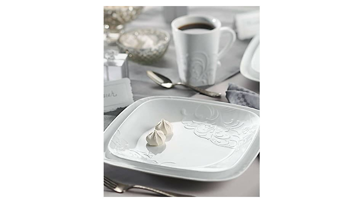 CORELLE Boutique Cherish 16-pc Square Dinnerware Set | Durable & Elegant