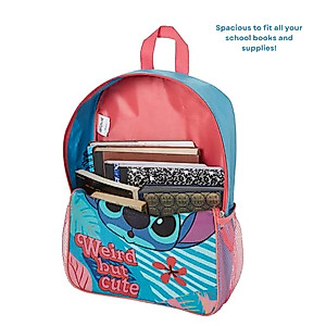 Disney Stitch Backpack Set for Kids, 16 inch with Lunch Bag and Water Bottle