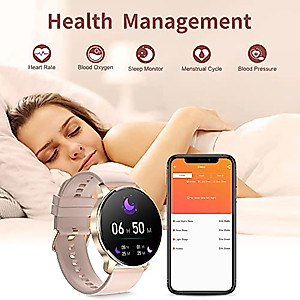 Smart Watch for Women Bluetooth Call Make Receive/Answer Smartwatch Fitness Tracker with Pedometer Heart Rate Blood Oxygen and Sleep Monitor Waterproof Smart Watches for Android and iOS Phones Gold