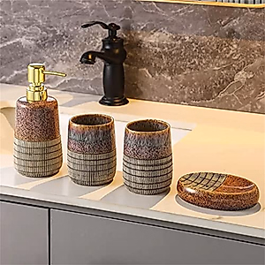 CZDYUF Ceramic Bathroom Five-Piece Wash Set Bathroom Supplies Bathroom Mouthwash Cup Toothbrush Cup Set