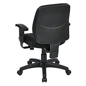 Office Star Deluxe Adjustable Office Task Chair with Ratchet Back Height Adjustment and Thick Padded Seat, with Arms, Coal FreeFlex