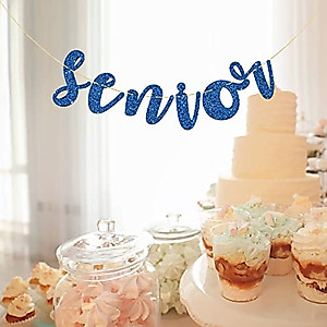 Talorine Blue Senior Banner - for Congrats Grad Bunting - Educated AF - Graduation Party Bunting Decorations (Glitter)