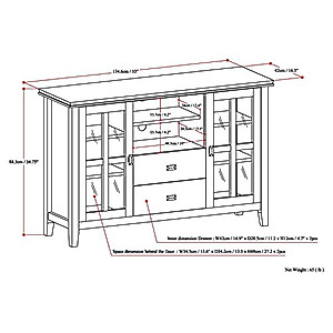 SIMPLIHOME Artisan SOLID WOOD Universal TV Media Stand, 53 inch Wide , Contemporary , Living Room Entertainment Center, Storage Shelves and Cabinets, for Flat Screen TVs up to 60 inches in Black