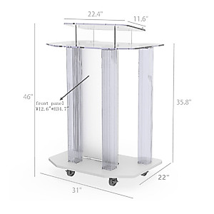 FixtureDisplays® Acrylic Podium Wood Pulpit Large Lecterm for Church School Conference Plexiglass Events Hotel Party Rally 10014-NPF