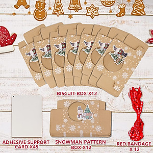OurWarm 12pcs Christmas Cookie Gift Boxes Treat Boxes for Holiday Gift Giving and Christmas Party Supplies, Christmas Kraft Paper Food Bakery Boxes with Clear Window, Oilpaper and Ribbons