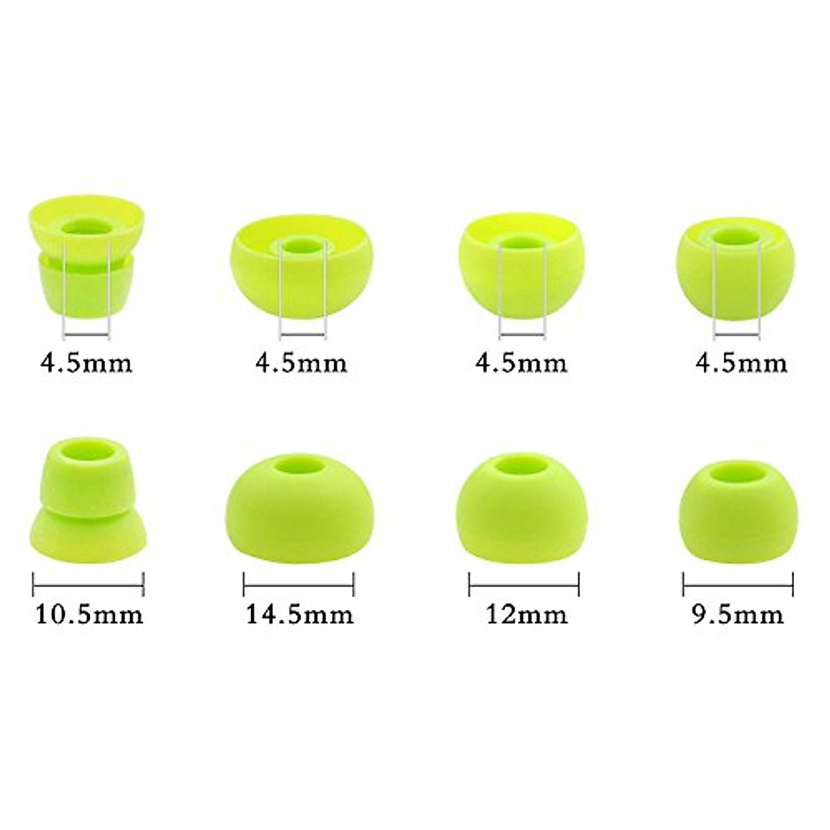 ALXCD Ear Tips for PB3 Powerbeats 3 Headphone, SML 3 Sizes 6 Pair Silicone Replacement Earbud Tips & 2 Pair Double Flange Ear Tips, Fit for Beats Powerbeats2 Pb3 [8 Pair](Green)