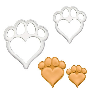Set of 2 Heart Paw cookie cutters (Small and Large size), 2 pieces - Bakerlogy