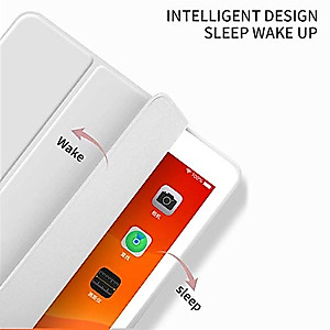 Aoub Case for iPad Mini 5 2019 with Pencil Holder, Slim Lightweight Trifold Stand Smart Cover, Soft TPU Back Cover Case for iPad Mini 5th Generation 7.9 inch, Auto Sleep/Wake (Gray White)