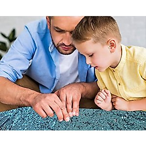 Sensory Wall Sequin Flip Fabric for Kids,2Yard Large Sequins Sensory Graffiti Fabric for Toddlers,Tactile Stimulation,Reversible Glitter Fabric (2 yd, Lake Blue + Silver)
