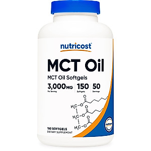 Nutricost MCT Oil Softgels 1000mg, 150 SFG (3,000mg Serv) - Great for Keto, Ketosis, and Ketogenic Diets