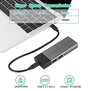 M.2 Solid State Drive Enclosure RGB Aluminum Case Support Trim for SSD Size 2242/2260/2280