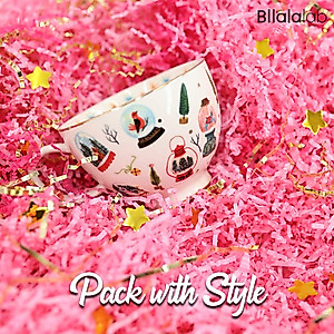 BllalaLab Pink & Gold Crinkle Cut Paper Shred Filler 1LB, Raffia Paper Gift Wrapping Basket Filling Bag Stuffing and Packing, Assorted Color Variations Tissue Filler (Pink & Magenta & Gold)