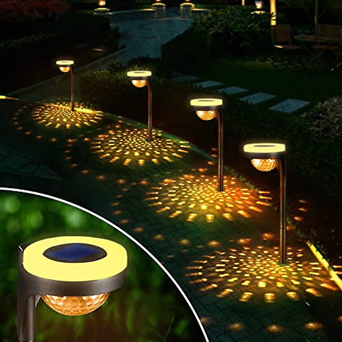 HiSolar Solar Pathway Lights 4 Pack, Bright LED Solar Lights Outdoor Path Sidewalk Warm White IP67 Waterproof Solar Garden Lights Auto On/Off Landscape Lighting for Yard Lawn Decorative