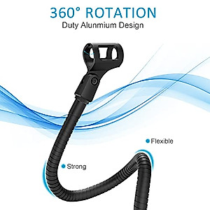 ZealSound Microphone Stand,Flexible Gooseneck Desktop Mic Stands Holder with Heavy Duty Desk Clamp,3/8" to 5/8" Screw Adapter Include 360 Adjustable Compact Mic Arm for Blue Snowball Ice Spark (Black)