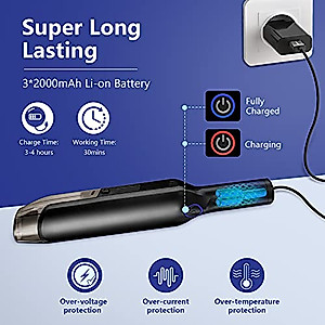 LAOPAO Portable Car Vacuum Cleaner High Power 9Kpa Hand Vacuum Cordless Rechargeable Handheld Vacuum 3x2000mAh Li-ion Battery Quick Charge Mini Vacuum for Home/Car/Pet Hair Cleaning Car Seat Cleaner