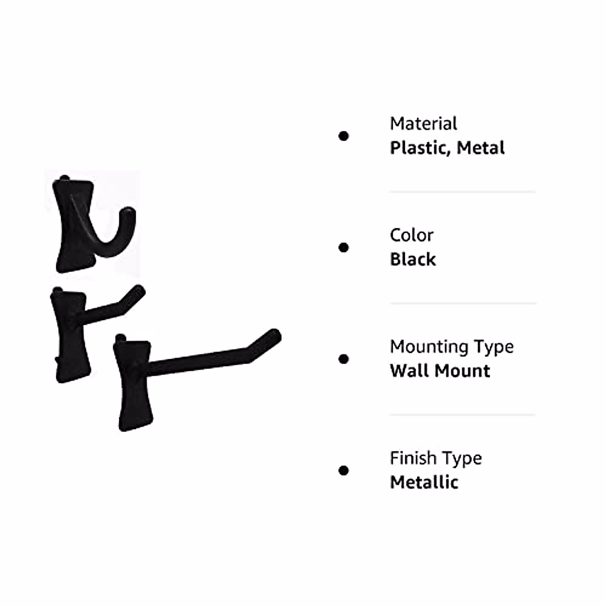 PegPro J , 1" & 2" Hook Kit by Greenleaf Industries - Secure Plastic Hooks for Your Wall Organizer - for Craft Storage, Garage, Kitchen, Tools and More (Multipack - J, 1", 2" - 50 Count, Black)