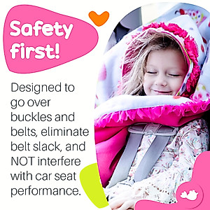 Birdy Boutique Car Seat Poncho for Kids – Safe to Use Over Seat Belts – Reversible Warm and Cozy Blanket – Easy on Easy Off and Doesn’t Impact Car Seat Performance – Cupcake – One Size