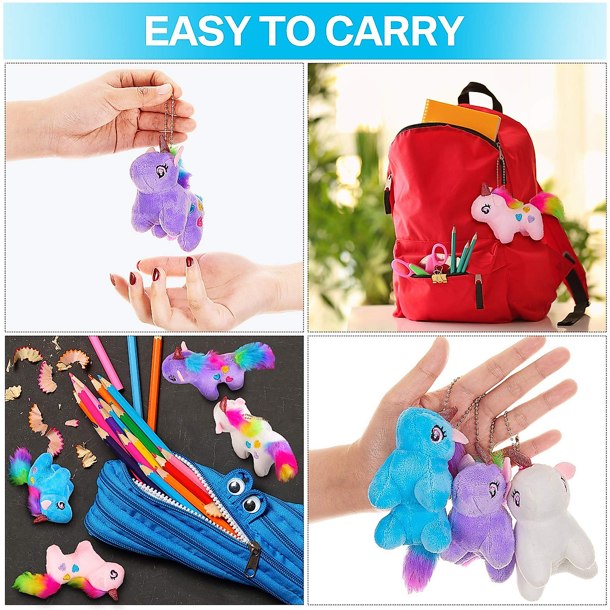 8 Pieces Mini Plush Unicorn Toys Animal Stuffed DIY Keychain Accessories Cotton Unicorn Decorations for Birthday Baby Shower Xmas Wedding Party Favors(Heart Style)