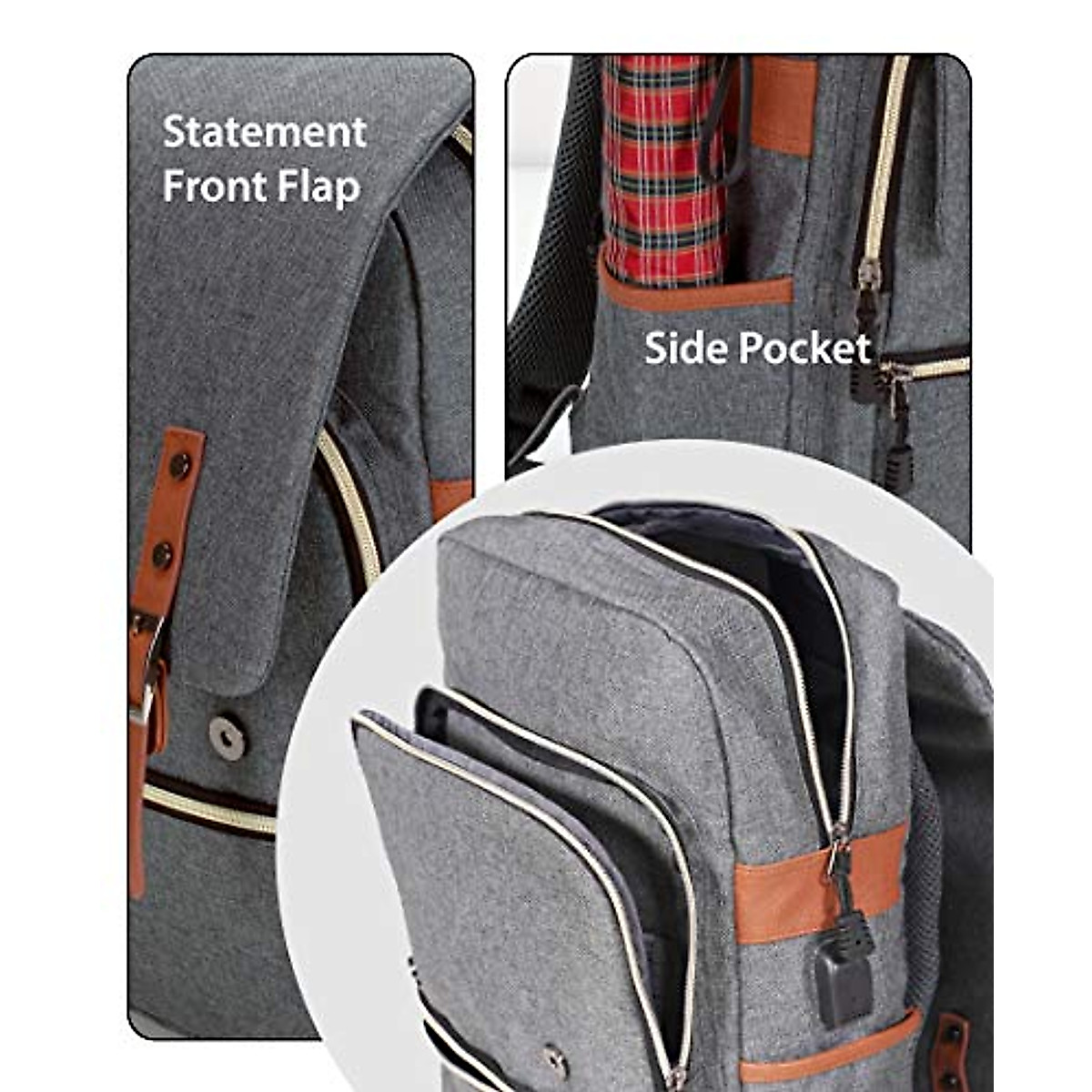 Rockland Heritage USB Laptop Backpack, Grey, Large