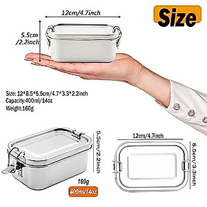 BEFOY Small Stainless Steel Food Storage Containers Set | Reusable Metal Lunch Snack Boxes Food Prep Container with Lids Freezer & Dishwasher Safe | 400 ml | BPA-Free Plastic-Free