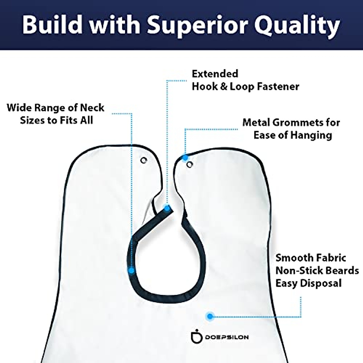 Beard Bib Apron, Beard Hair Clippings Catcher for Shaving and Trimming, Men's Shaving Beard Catcher, Non-Stick Beard Shave Cape, with 4 Strong Suction Cups, Grooming Gifts for Men - White