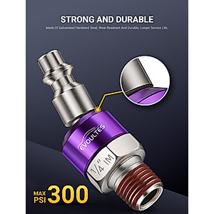 EVOULTES 2-Pack 1/4 Inch NPT Air Fittings, 360° Swivel Male Quick Plug Air Hose Fittings w/Sealant, Industrial Air Tool Swivel Air Hose Connector for Air Compressor Accessories