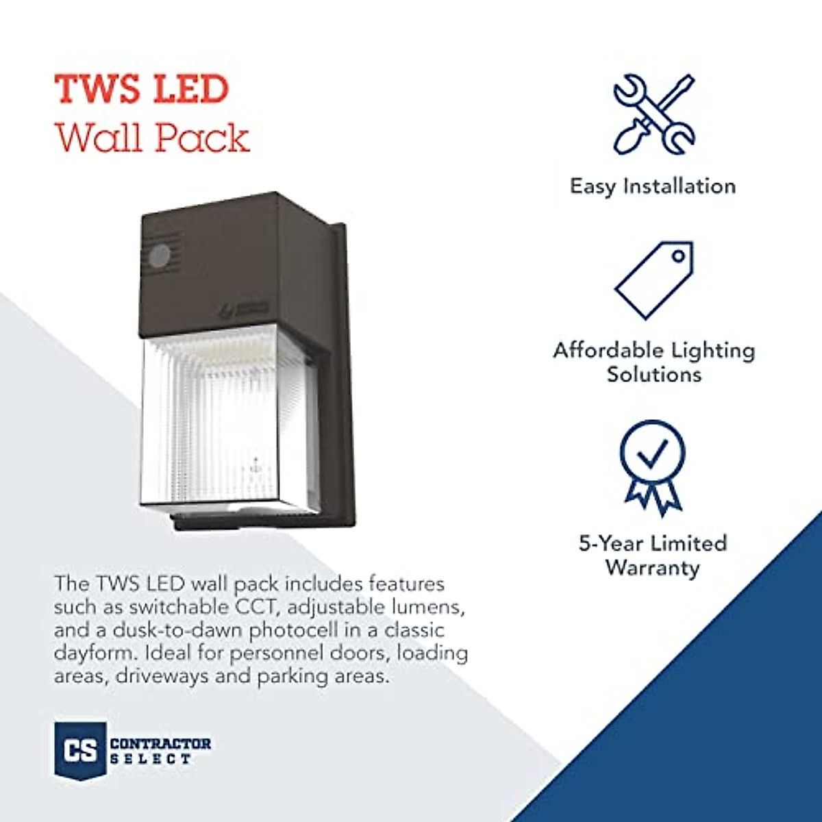 Lithonia Lighting TWS LED ALO SWW2 MVOLT PE DDB M2 LED Wall Pack with Switchable Color Temperature, Adjustable Lumen Output and Switchable Photocell, MVolt 120-277V, Dark Bronze