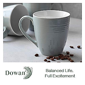 DOWAN Coffee Mugs, Coffee Mugs Set of 6, 17 Oz Ceramic Coffee Cups with Handle, Hot Cocoa Mugs, Mug Sets, Large Coffee Mug for Coffee Tea, Party, Gray