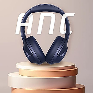 Active Noise Cancelling Headphones, REETEC Wireless Over Ear Bluetooth Headphones with Microphone ANC Headphones Long Playtime Hi-Fi Deep Bass Earphones Headset for TV Airplane Travel - Navy Blue