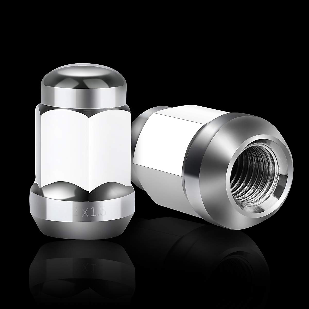 Chrome Lug Nuts - 12x1.5 Closed End Bulge Acorn Lug Nuts - Cone Seat - 19mm Hex Wheel Lug Nuts Compatible for 2009-2019 Ford Escape, 2012-2019 Ford Focus, 2009-2019 Ford Fusion, Pack of 20 Pcs