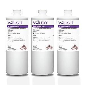 Volu Sol Fireplace Fuel, Ventless, Bio-Ethanol, Clean Burning/Eco-Friendly (1000mL /32 oz.) (Pack of 3)