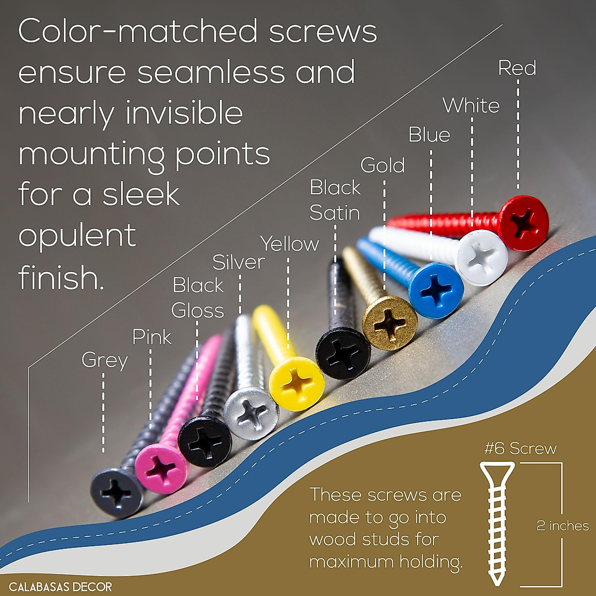 Calabasas Decor 36x8 in Metal Floating Shelf White Wall Mounted - Made in The USA - Bedroom, Living Room, Bathroom, Kitchen