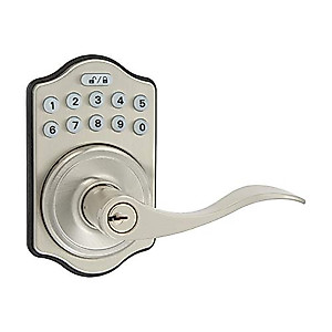 Amazon Basics Electronic Keypad Entry Lever Door Lock, Satin Nickel, 7.83 cm x 12.91 cm