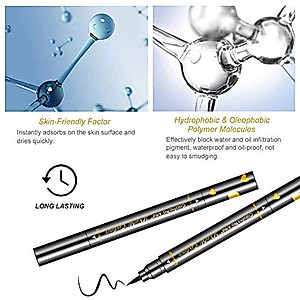 4 Styles/Set Pen Eyeliner Stamp Wing Liner, Waterproof, Double Sided & Long Lasting Eye Pencil , (Heart/Moon/Star /Flowers )Shape Stamp Pen, Super Slim Gel Felt Tip High Black Pigment (4PCS)