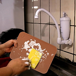 woshilaoDS 3 Pcs Plastic Cutting Boards, Reusable Plastic Chopping Boards for Kitchen Dishwasher Safe, Reversible Meat Veggies Fruits Thick Chopping Cutting Boards