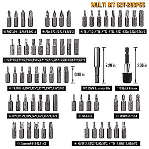 208 Piece Screwdriver Bit Set Security Bit Chrome Vanadium Steel Professional Ended Screw Tools Box by WULFPOWERPRO