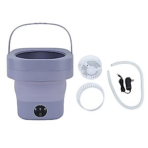 Portable Washing Machine, Mini Foldable Washer and Spin Dryer with Drainage Pipe, Lightweight Bucket Washer for Apartment, Laundry, Camping, RV, Travel, Underwear, Socks ()