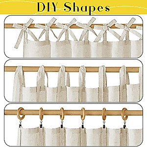 NICETOWN Thick Linen Curtains 84 inch Length 2 Panels Set, Tie Top Light Filtering Curtains Semitransparent Linen Burlap Drapes Privacy for Bedroom/Princess Room, W52 x L84, Natural