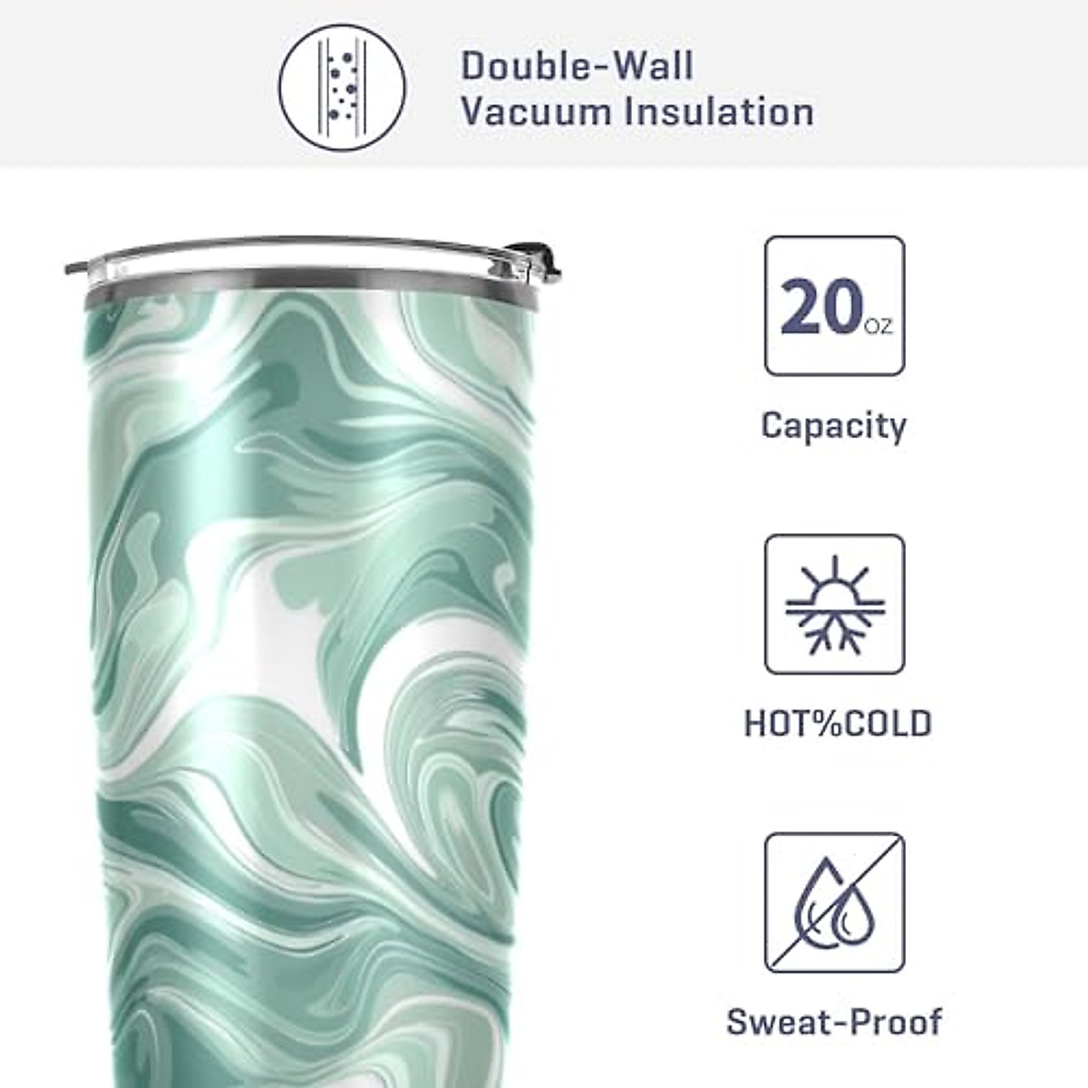 Amooorous Gray-green Fluid Stainless Steel bottle with straw with Straw Leak Resistant Flip insulated travel coffee mug for travel cute vacuum insulated tumbler with lid vasos para agua gym 20oz