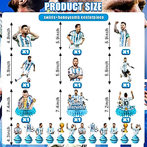 Soccer Birthday Decorations, Soccer Birthday Party Decorations Include 12 Cupcake Topper, 2 Banner, 3 Centerpieces, and 6 Hanging Swirls, Soccer Themed Birthday Party Supplies for Kids