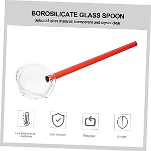 Luxshiny 3pcs Glass Spoon Silicone Cooking Utensils Kung Fu Tea Spade Espresso Cooking Spoon Clear Jam Spoons Soup Spoons Stainless Steel Drink Stirrers Honey Spoons Ladle Japanese-style