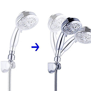 Hibbent All Metal Shower Head Swivel Ball Joint Adapter, Solid Brass Adjustable Shower Arm Connector, Shower Arm Extension, Showerhead Connector, Universal Showering Component, Polished Chrome